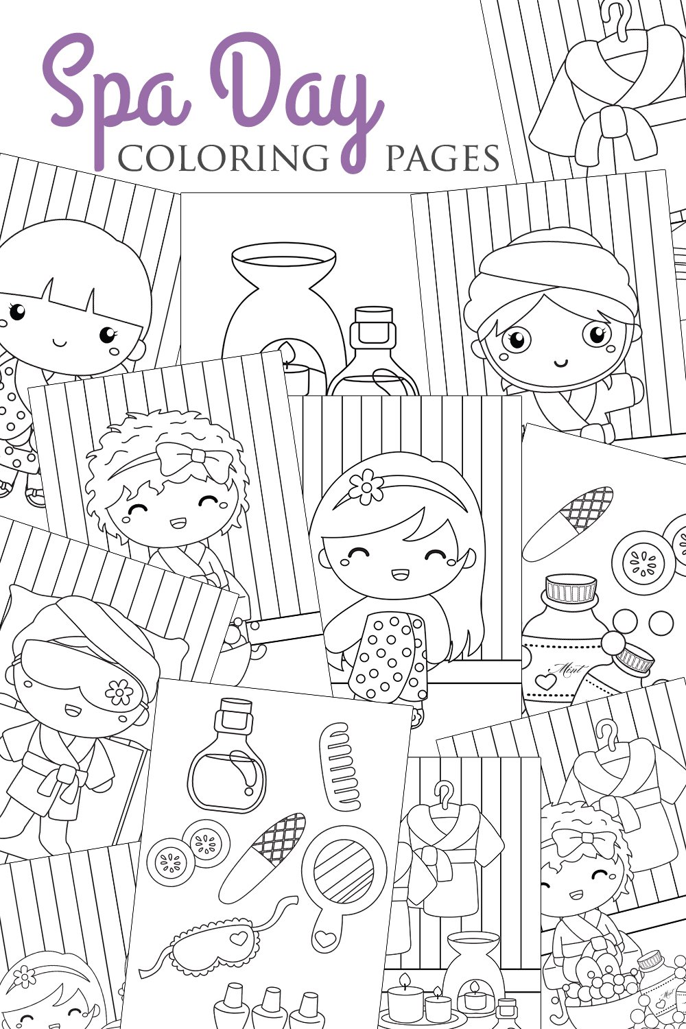 Girl Treatment Beauty Spa Cartoon Coloring Activity Set