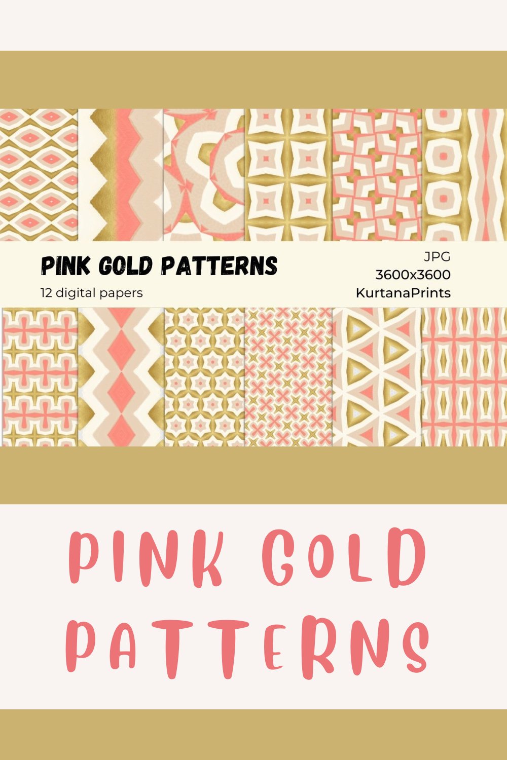 Pink Gold Patterns Digital Papers