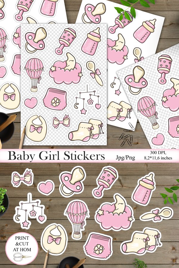 Baby Shower Printable Stickers Design png (1474082)