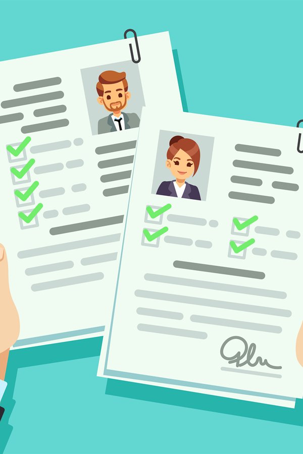 Male female cv resume vector illustration cartoon