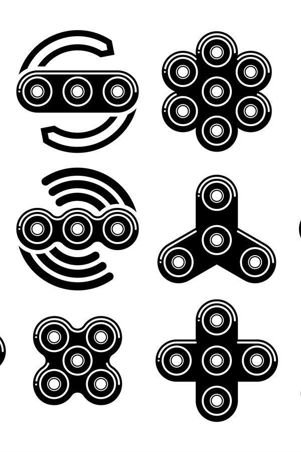 Fidget spinner stress relief toys vector icons