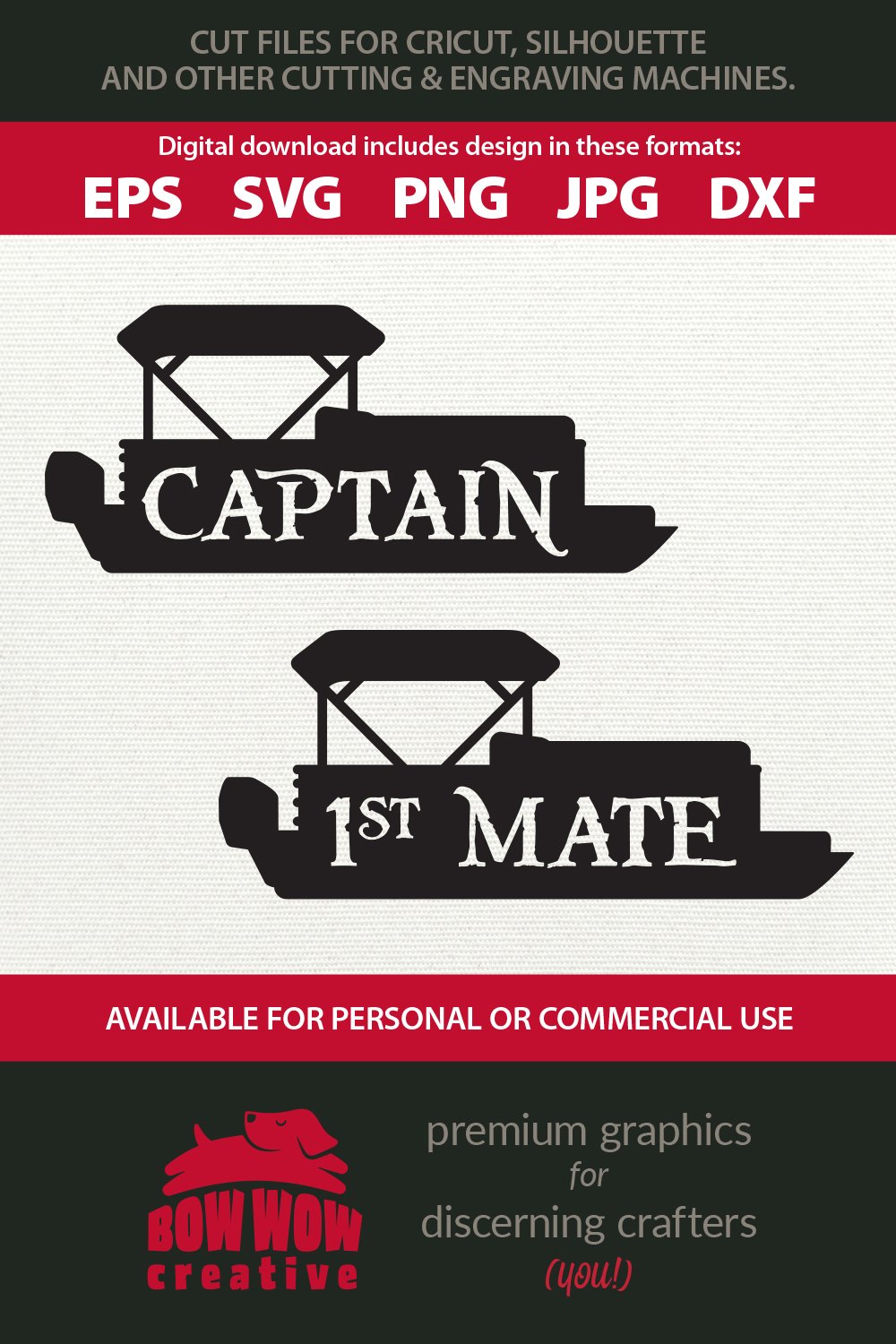 Pontoon Boat Captain and First Mate SVG Cutting File Bundle