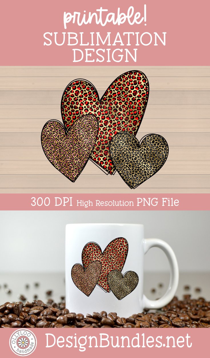 Gold Leopard Hand Drawn Hearts - Valentine’s Sublimation