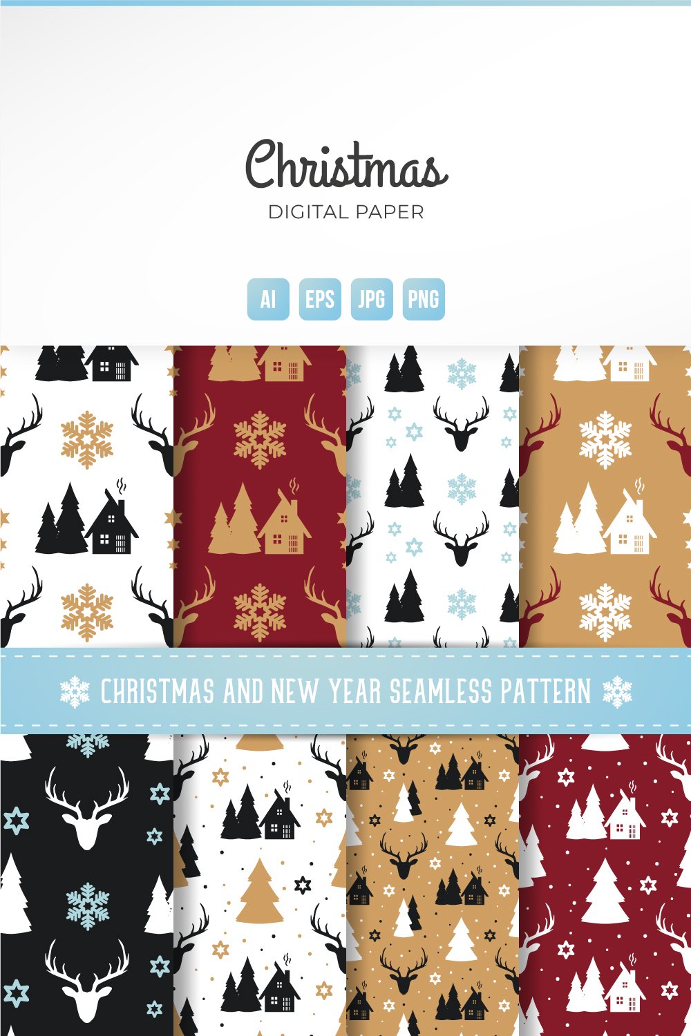 Seamless Christmas patterns in scandinavian style. (918077)