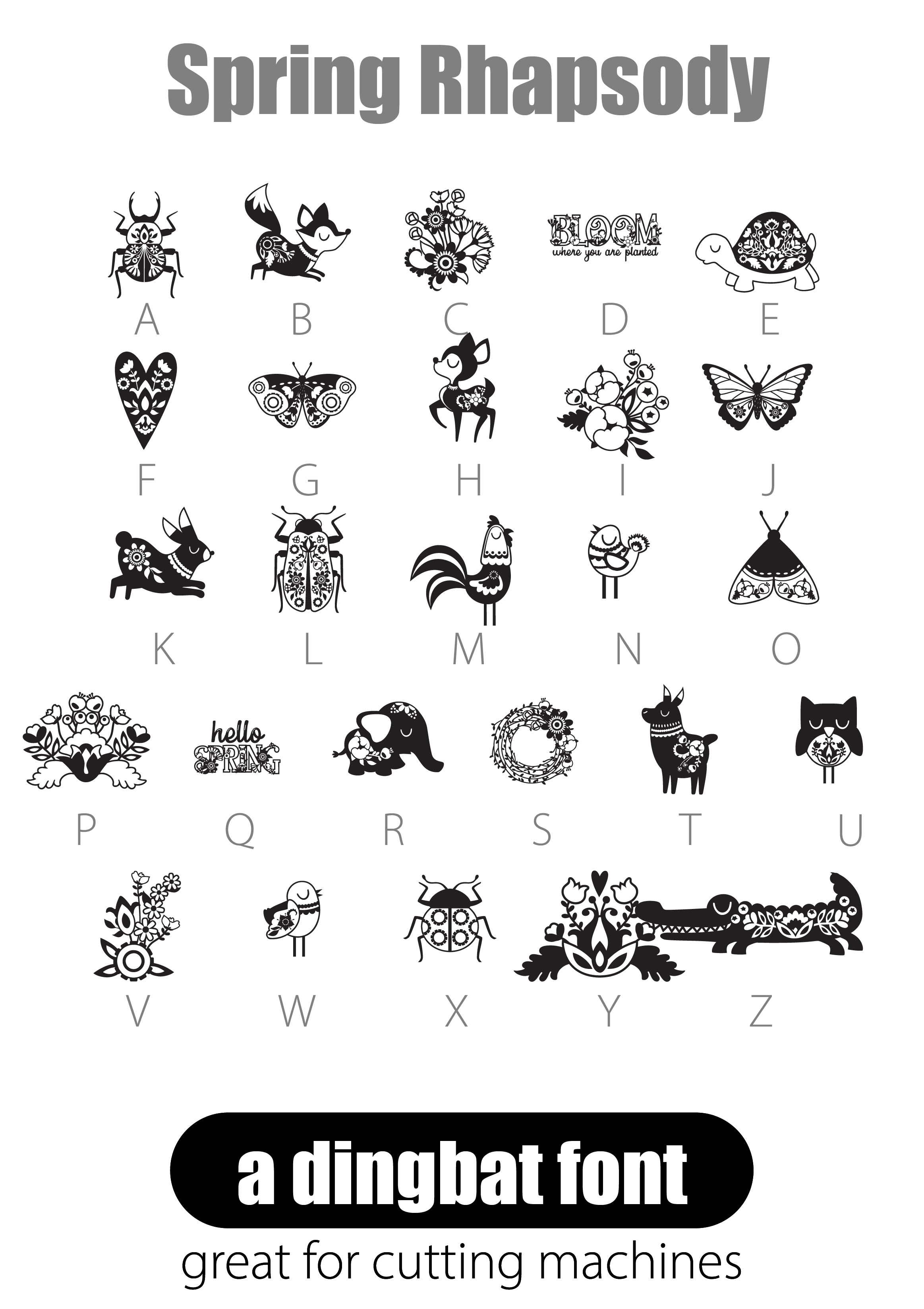 Two Easter Dingbat Fonts with 52 creative images