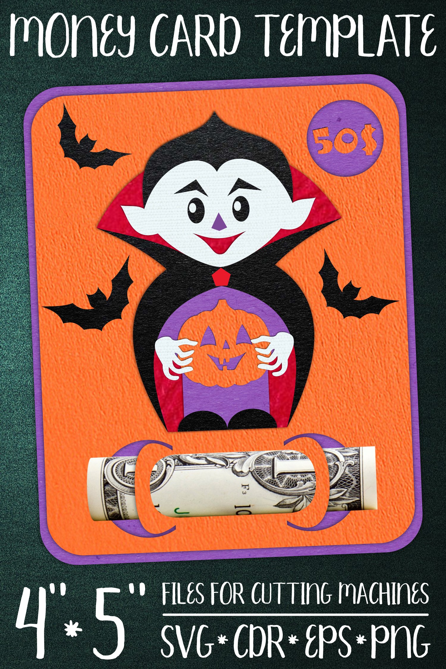 Little Vampire Halloween Card| Money Holder Template