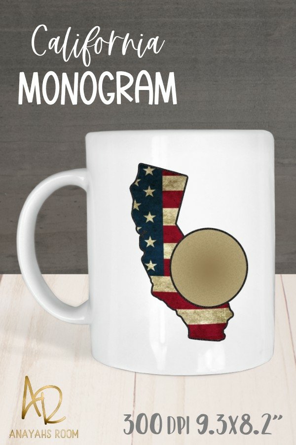 Sublimation Monogram | California State With Flag