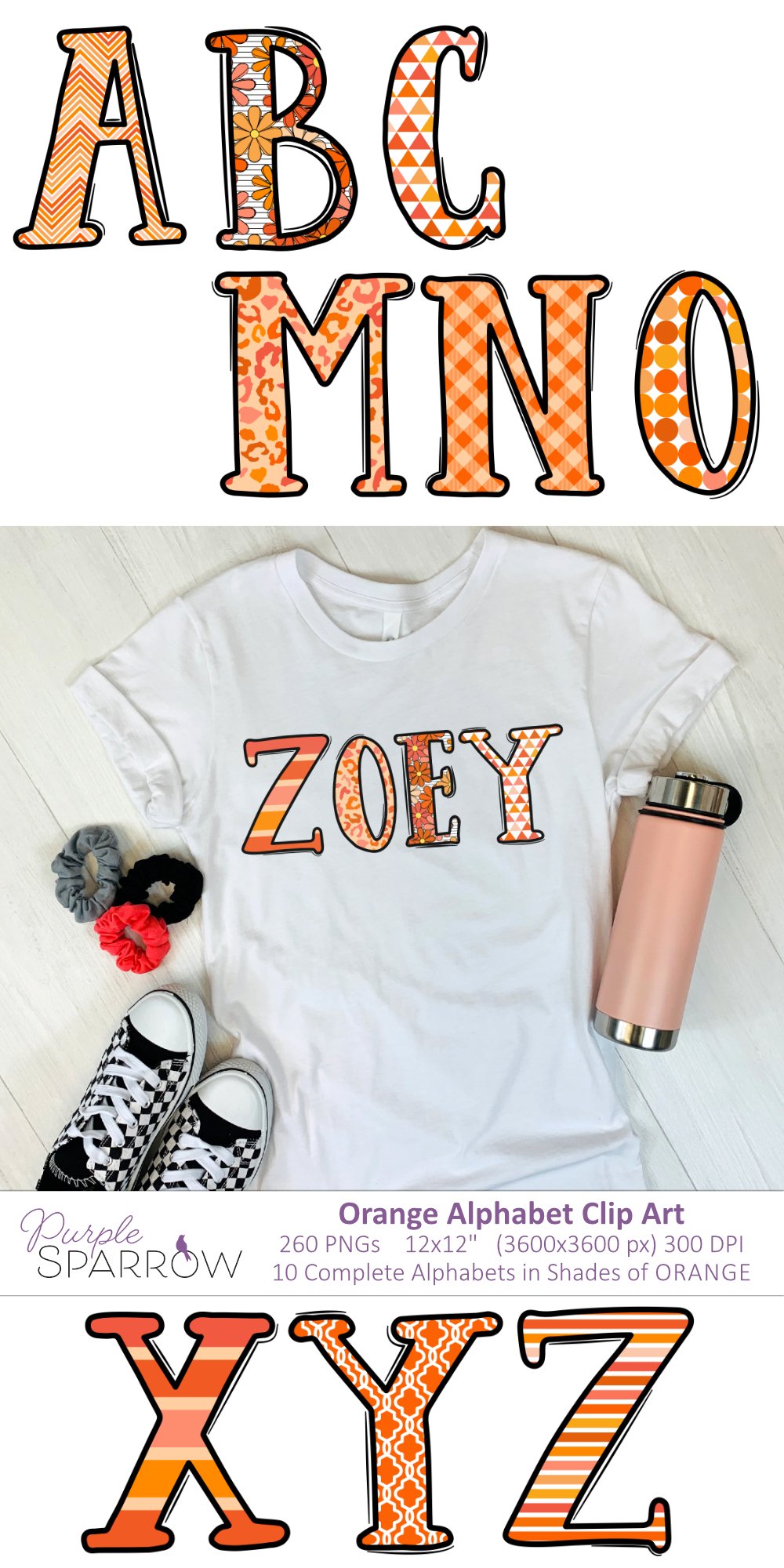 Orange Alphabet Clip Art Bundle | 260 PNG Files