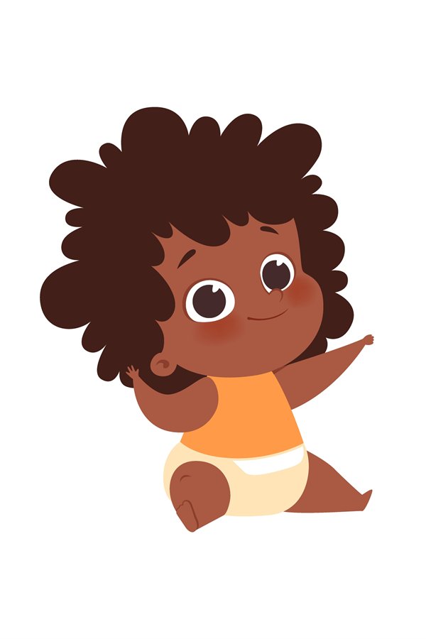 Baby group, multiethnic babies sitting. Isolated cartoon cut