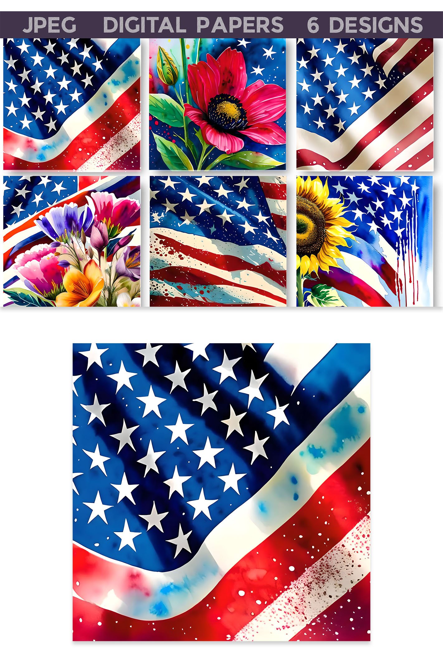 Patriotic Digital Papers | American Flag Digital Paper