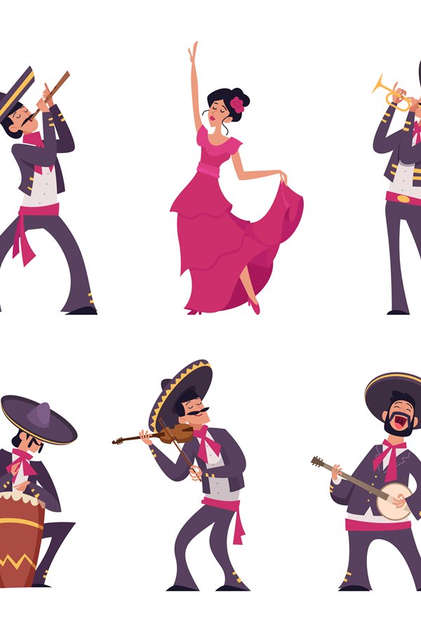 Mexican characters. Traditional authentic hispanic mexican p