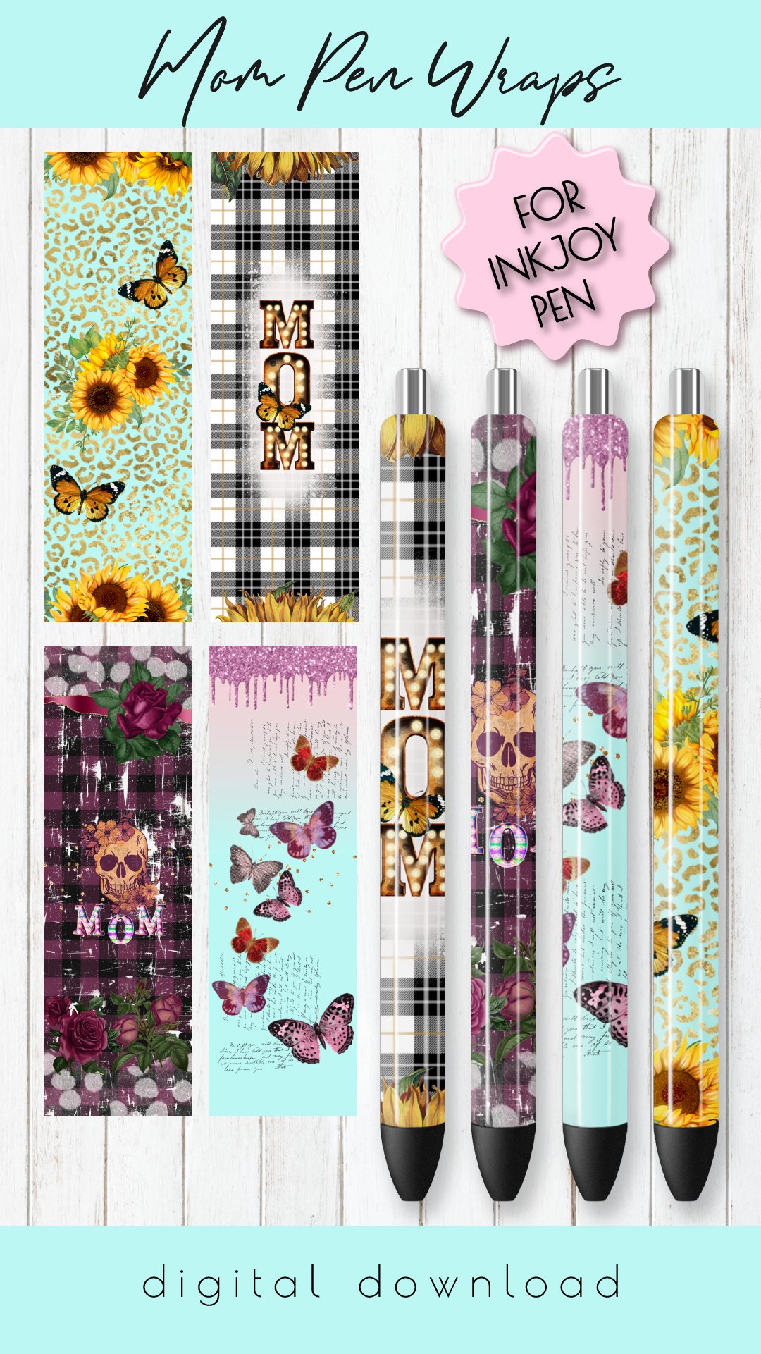 Mom Pen Wraps Sublimation Bundle Mothers Day Pen Waterslides