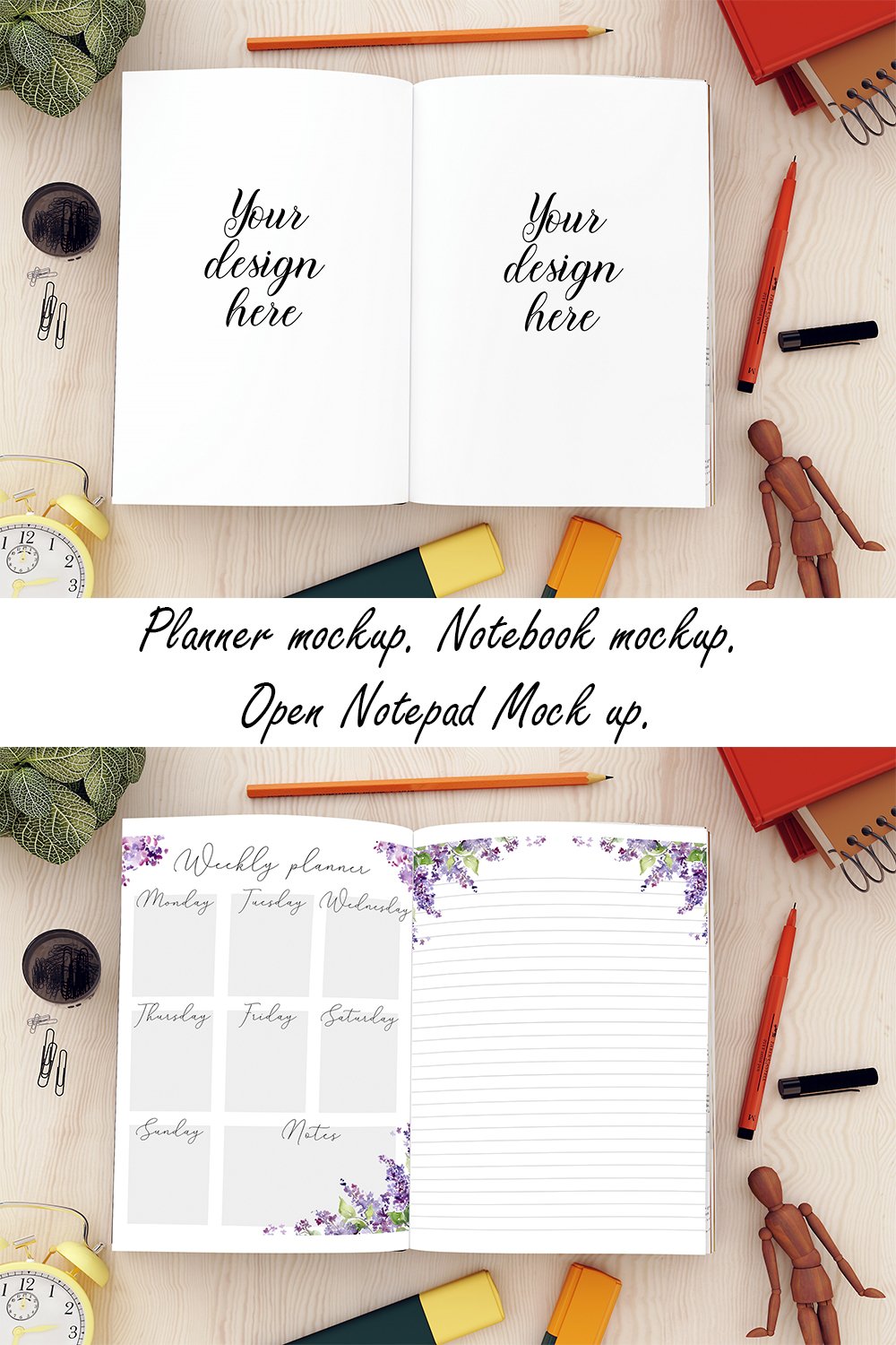 Planner mockup. Notebook mockup. Open Notepad Mock up.