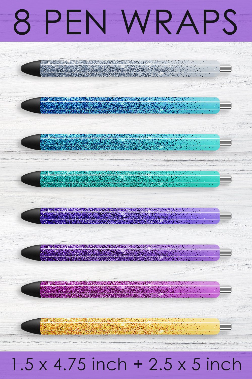 Glitter Pen wrap. Colored Epoxy Pen Wrap (1393653)