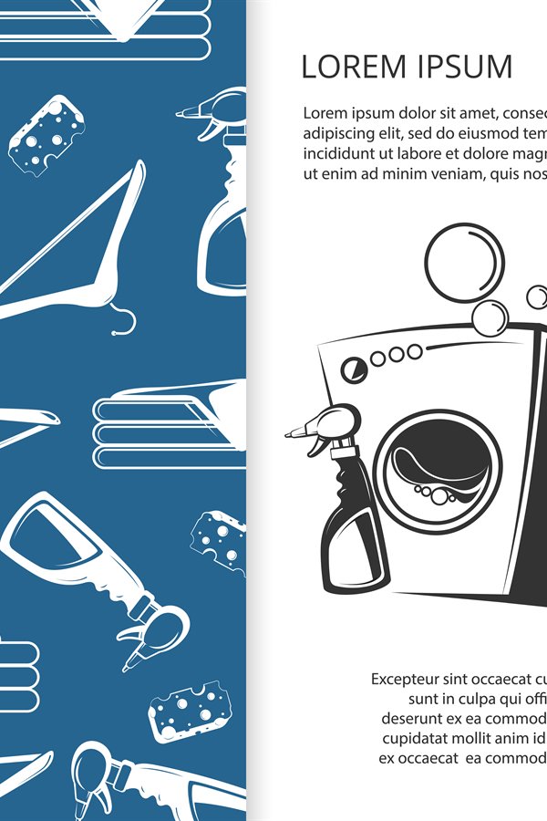 Washing laundry banner design. Housework poster design