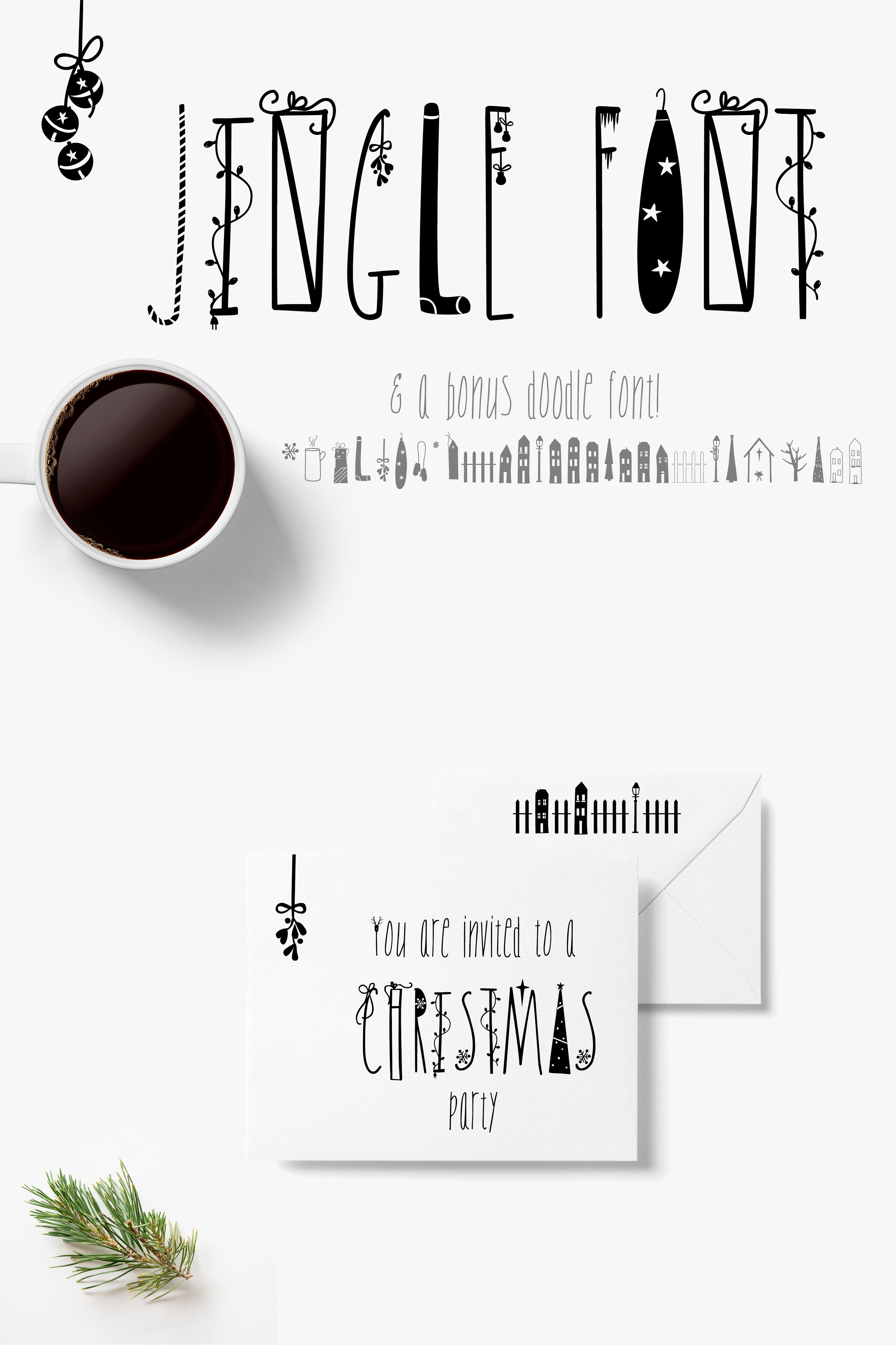 JINGLE FONT - a Christmas Typeface with Bonus DOODLES