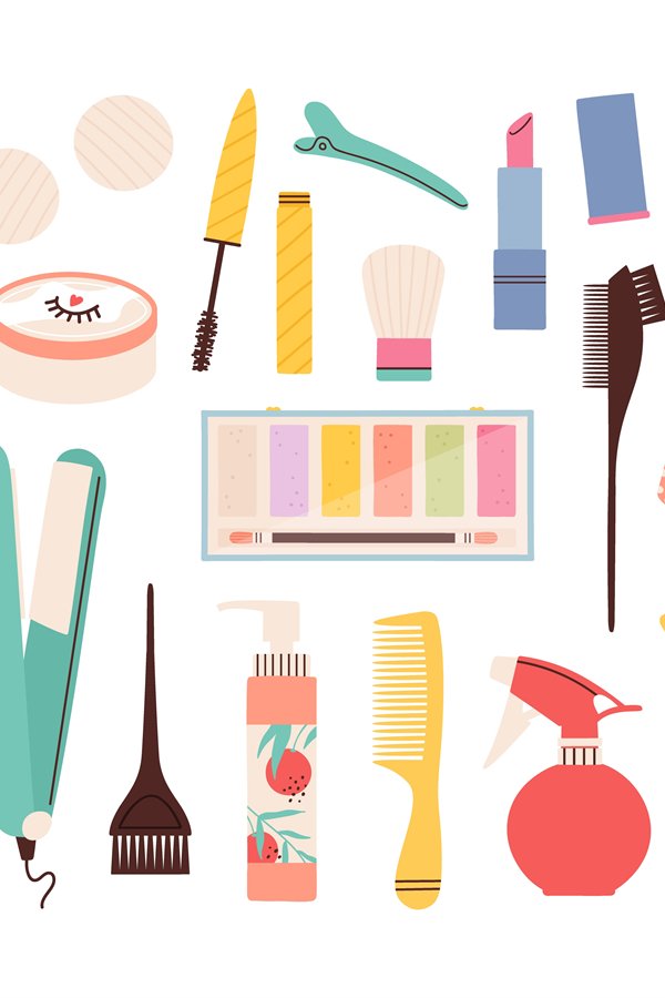 Beauty salon tools. Hairdresser, manicure and makeup equipme