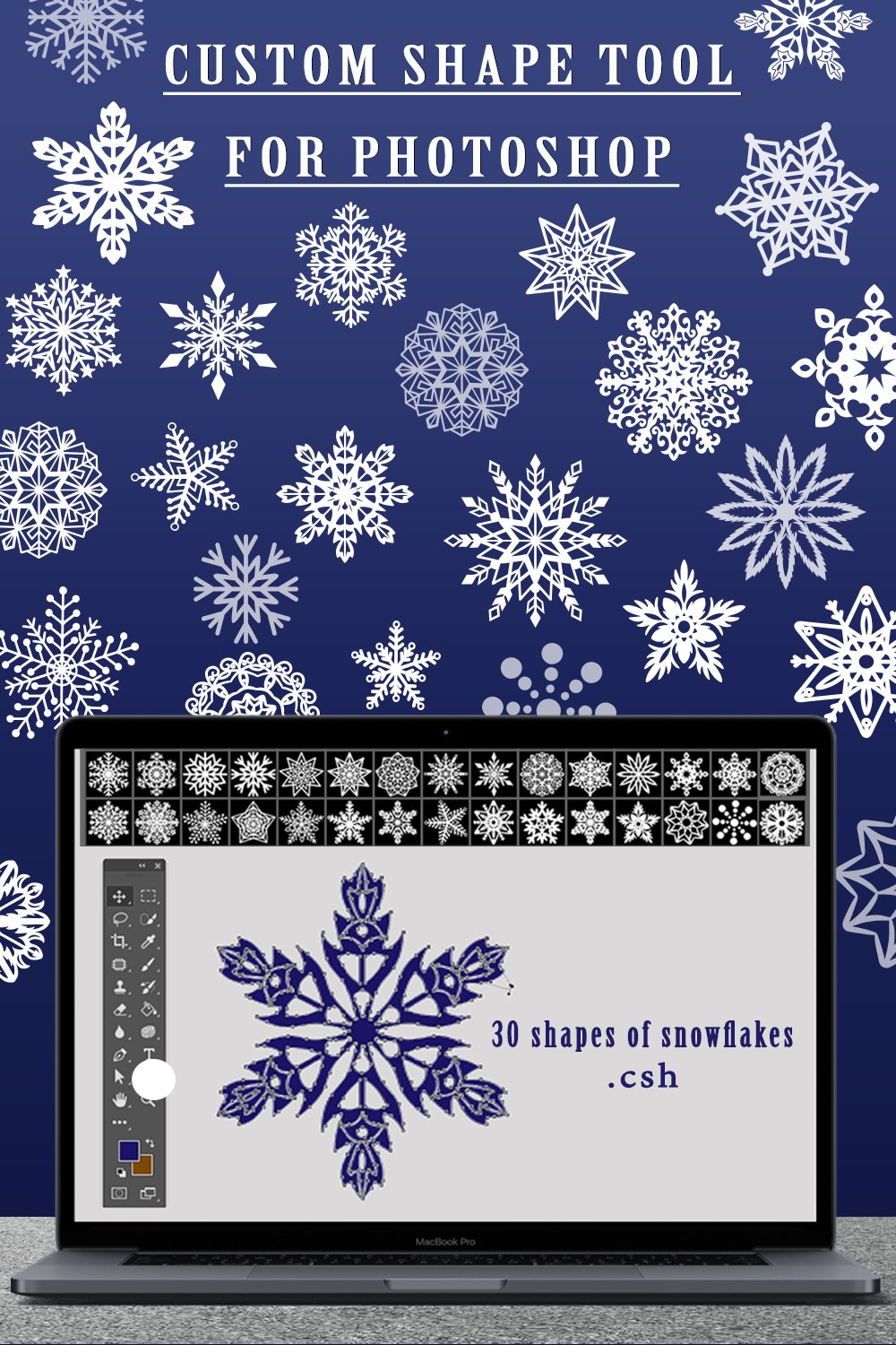 Snowflake shapes for Photoshop.