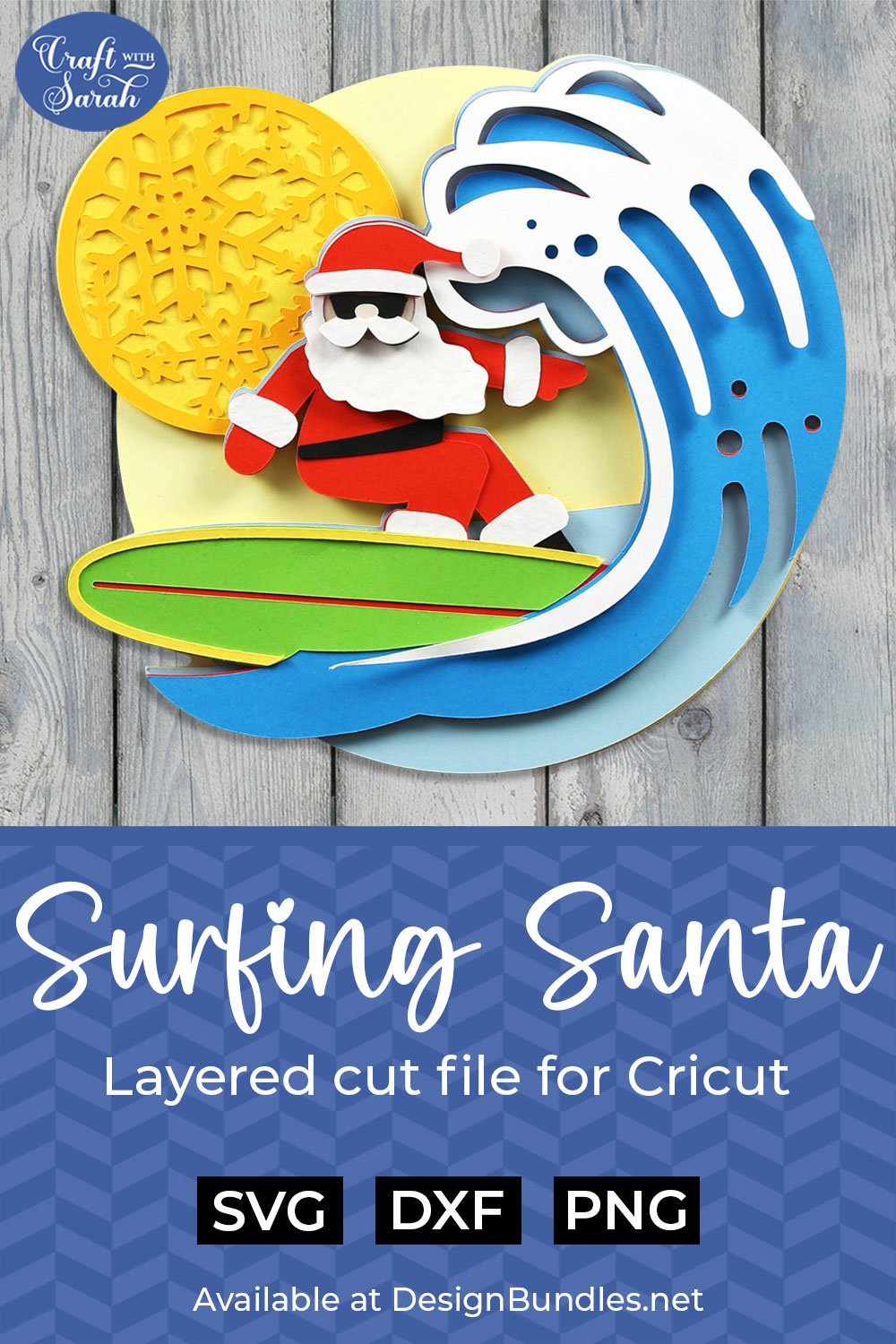 Surfing Santa SVG | 3D Christmas Australian Santa (1957959)