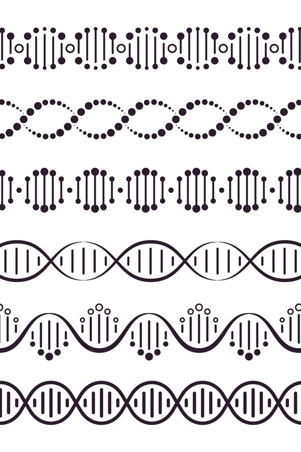 DNA helix. Spiral chromosome structure concept, horizontally