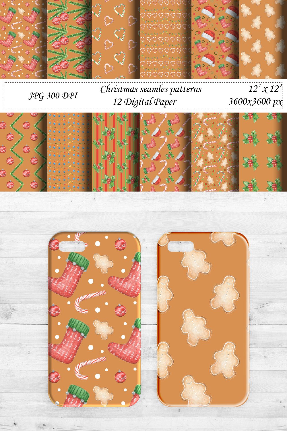 Christmas seamless pattern.Digital paper.Santa,New year