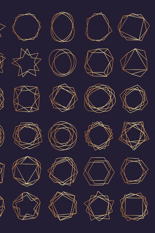 Geometric frames set. Polygon shapes and borders creative li