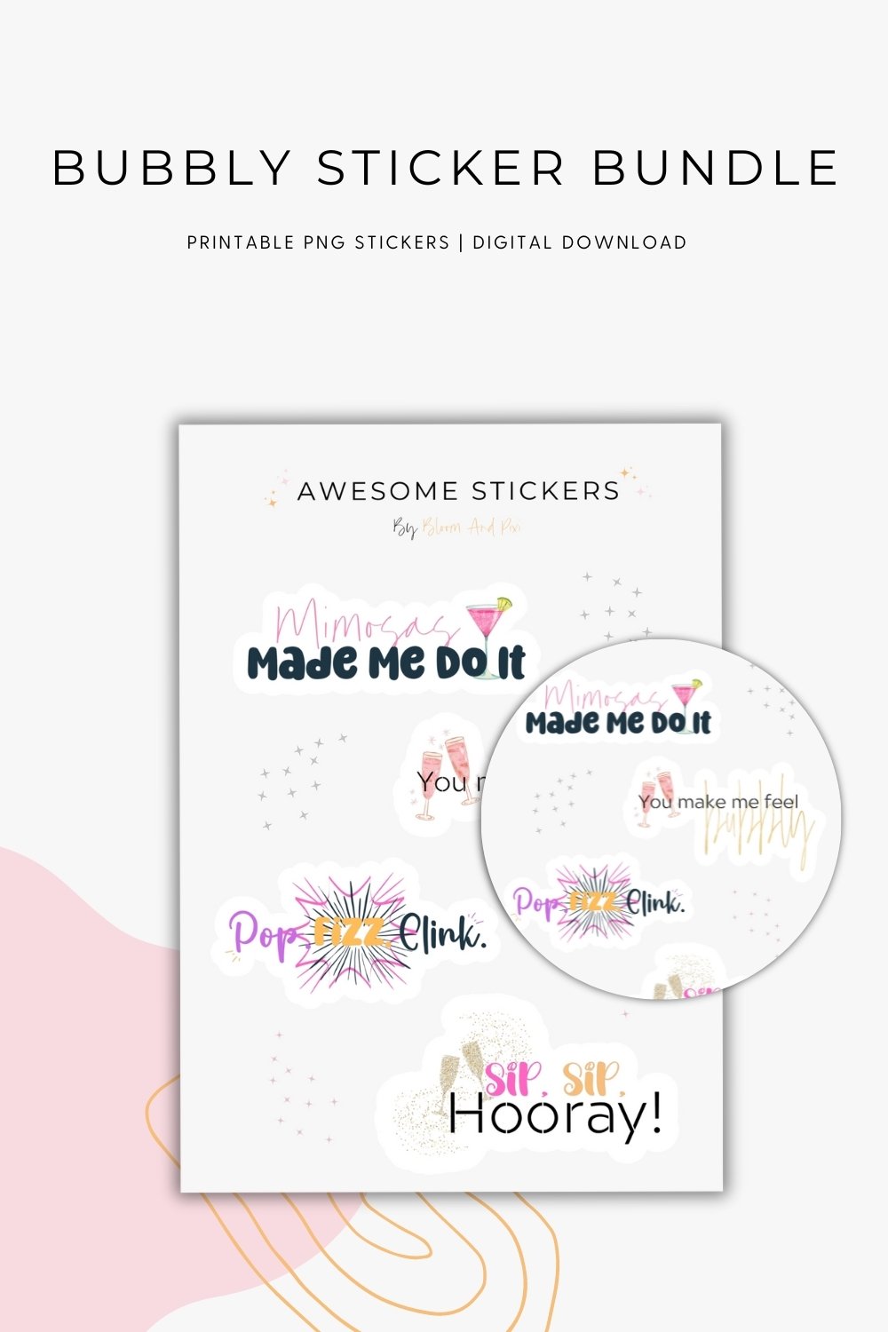 Digital Bubbly Stickers | Printable Sticker Set