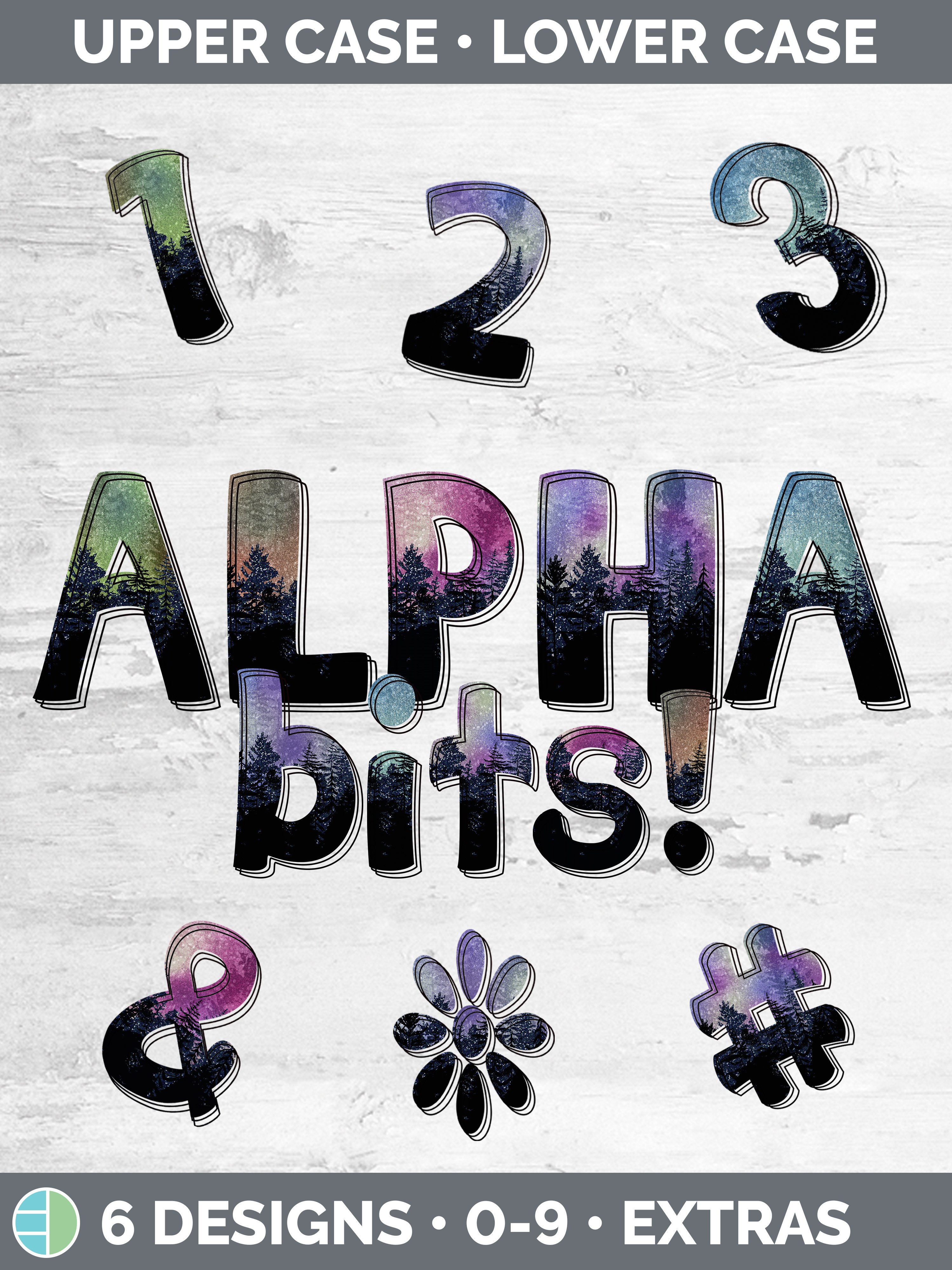 Night Alpha Doodle | Sublimation Alphabet Set PNG