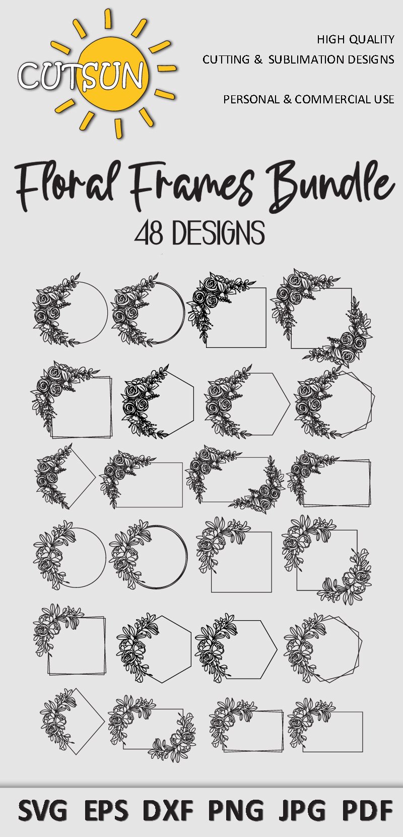 Floral frame SVG BUNDLE 48 DESIGNS