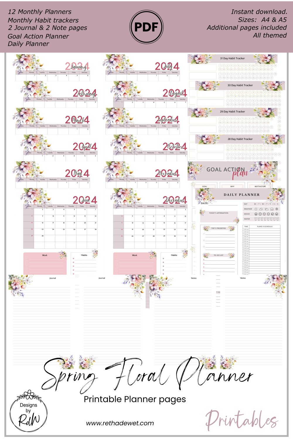 Spring Floral Planner 2024