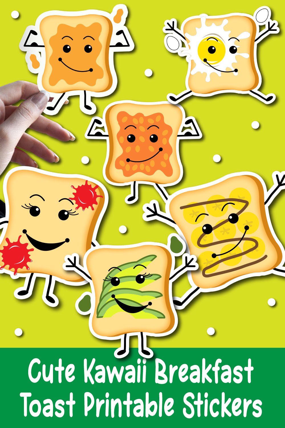 Kawaii Toast Stickers | Food Stickers | Breakfast Sticker