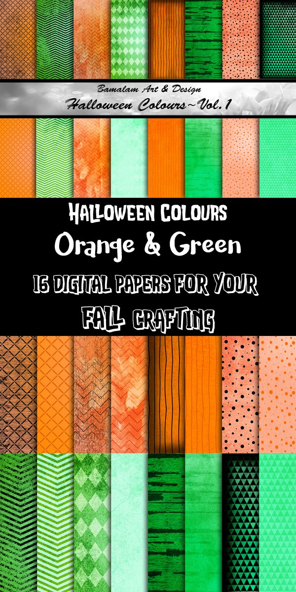 Halloween Colours - Orange & Green Digital Papers