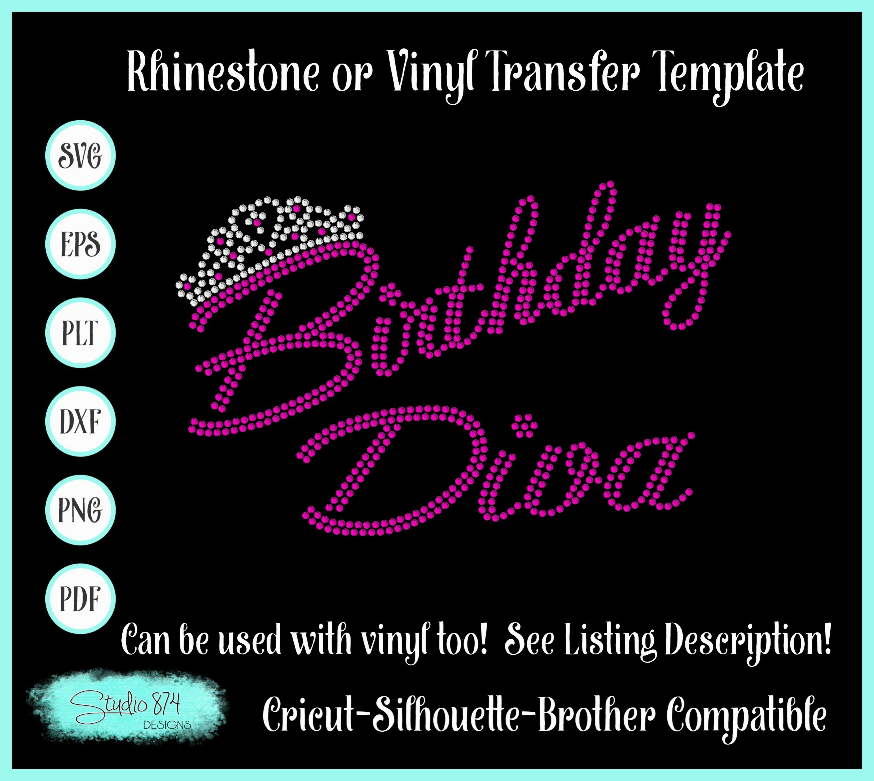 Birthday Diva Rhinestone SVG Template (1778765)