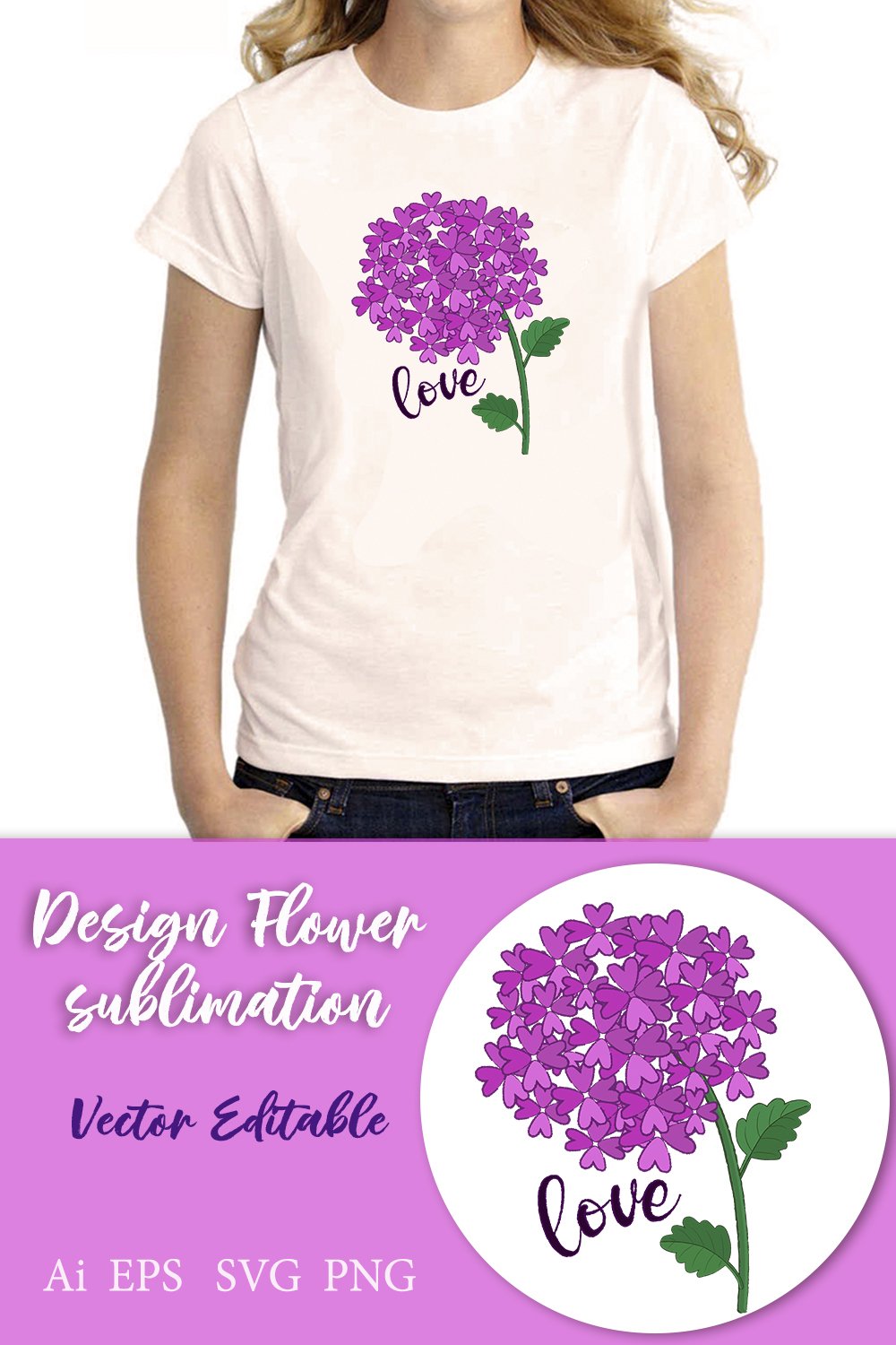 Pink flower. Sublimation. SVG