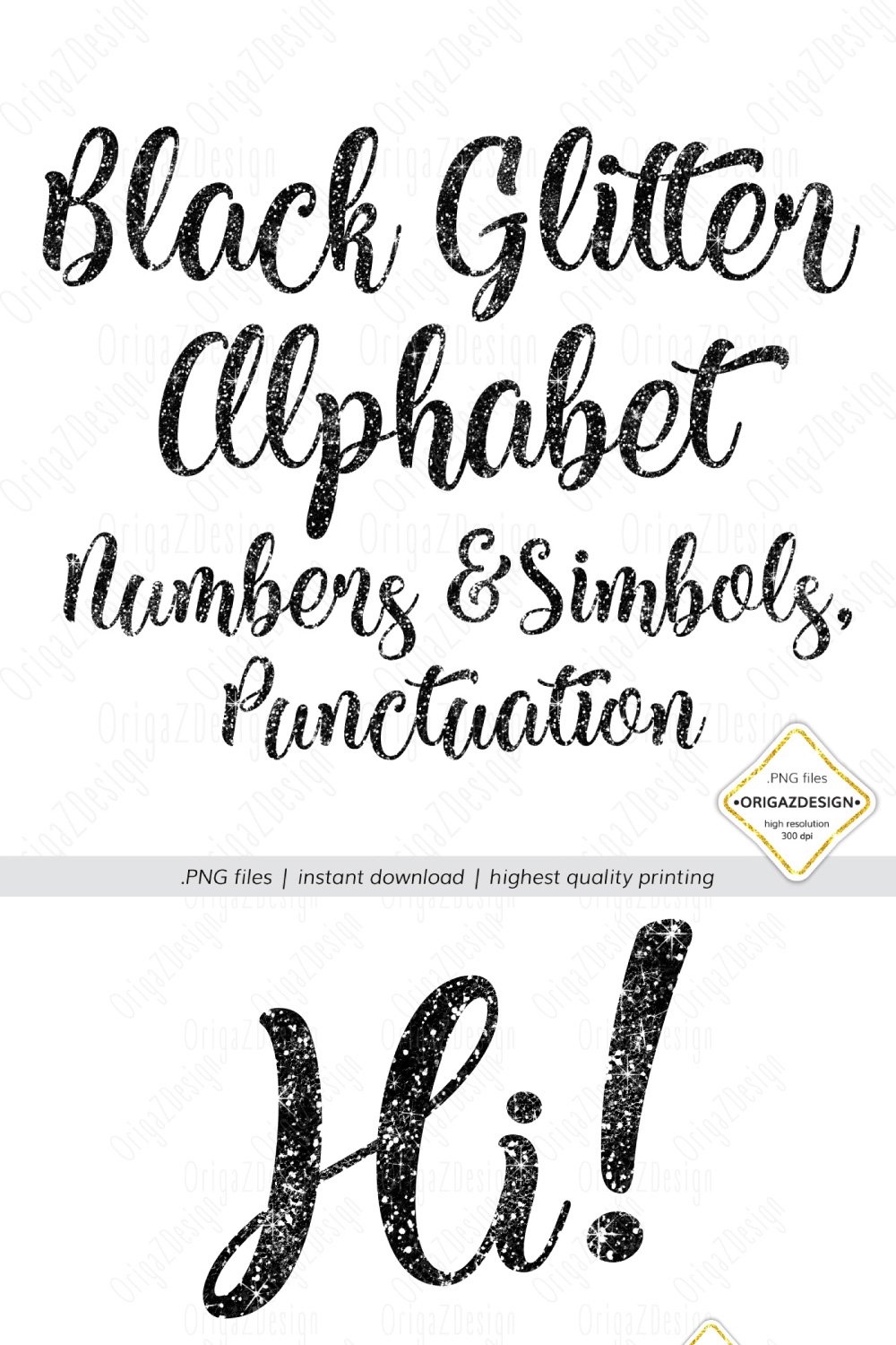 Black Glitter Alphabet, Glitter letters numbers clip art PNG