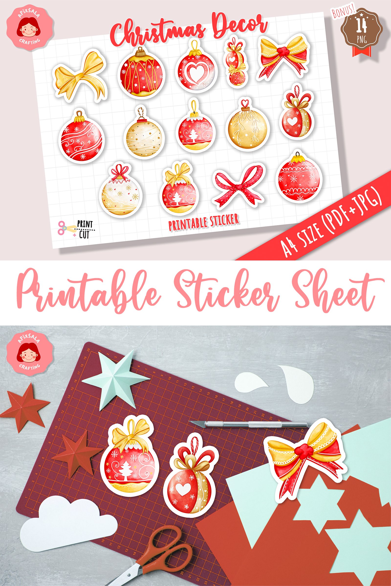 Christmas Decor Printable Sticker Sheet | (2204768)