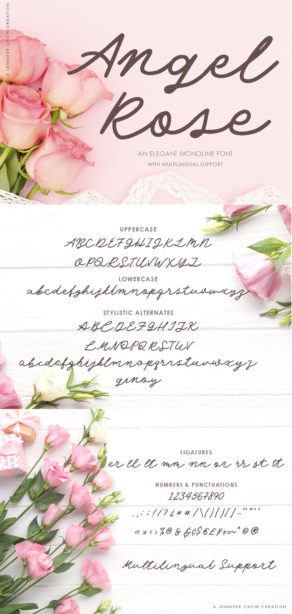 Web Font Angel Rose | An Elegant Monoline Font