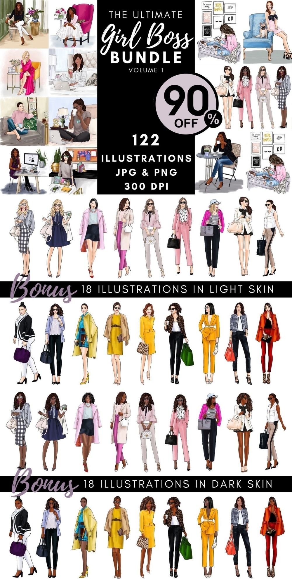 The Ultimate Girl Boss Illustration Bundle - (912426)