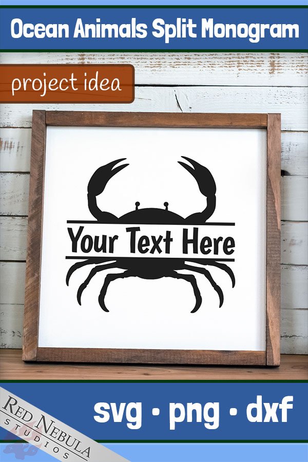 Crab Split Monogram SVG, PNG, & DXF | Ocean Animal SVG