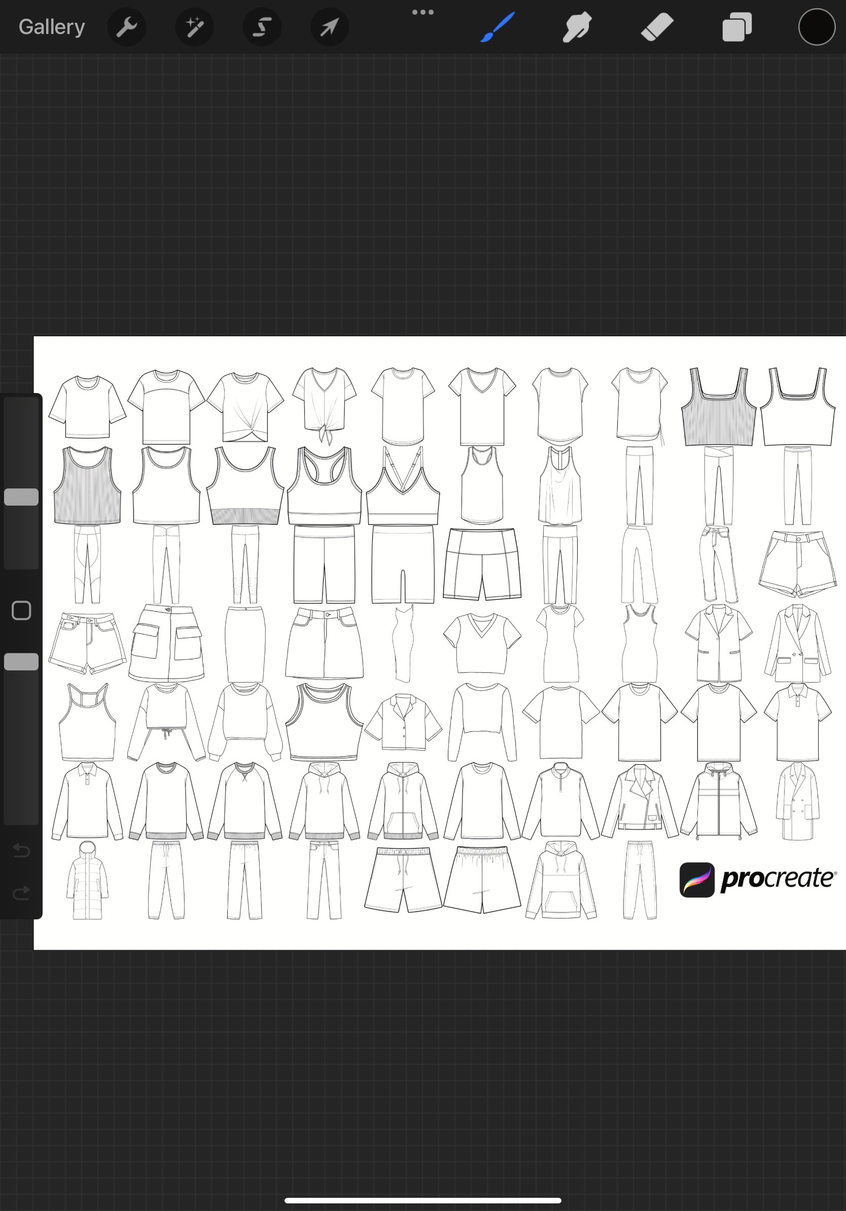 Clothing Set 1 Procreate Brush Stamps, 68 Clothing Stamps