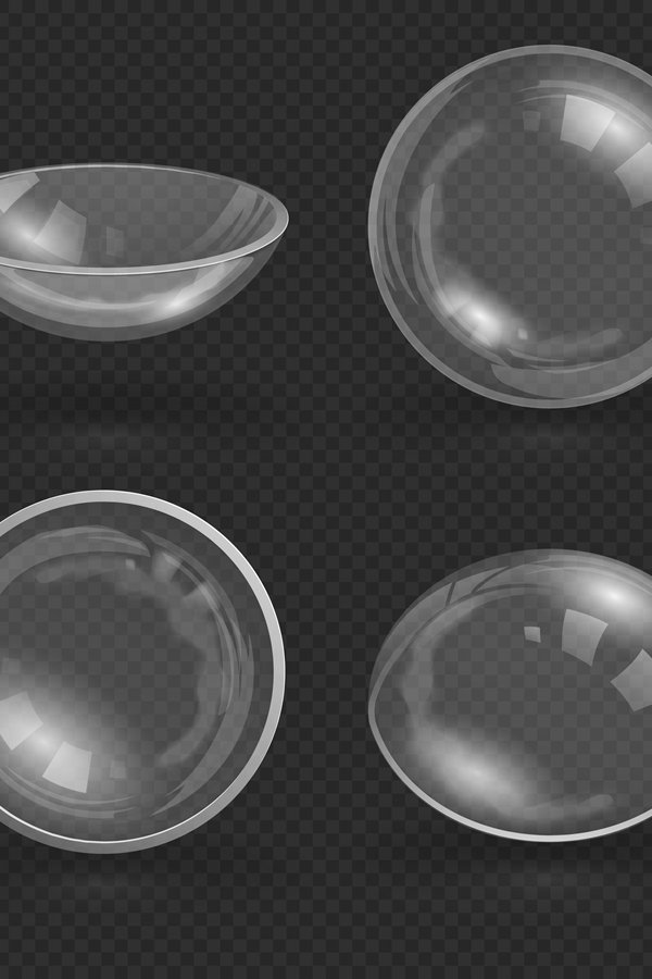 Transparent glass eye contact optical lens isolated vector i