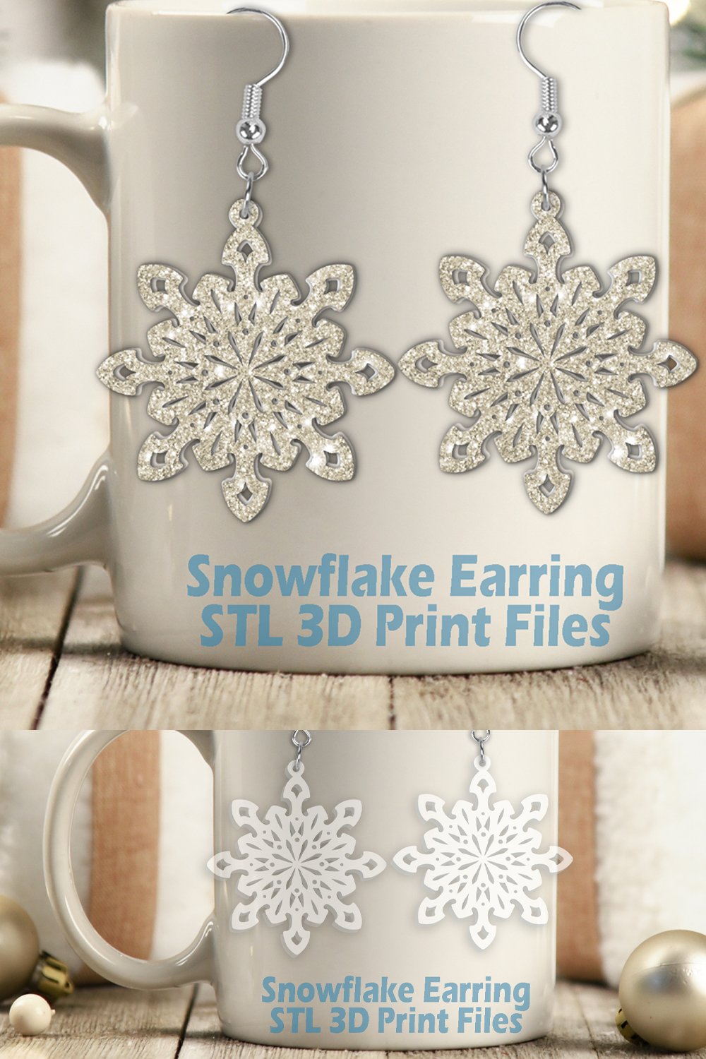 Snowflake Earring STL File | Christmas STL For 3D Printing