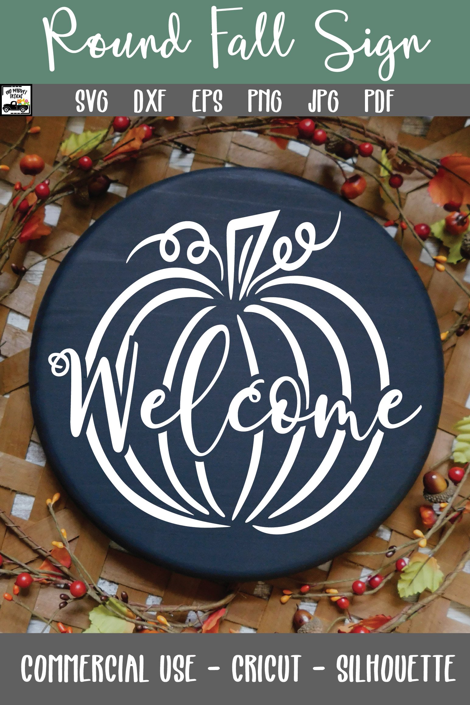 Welcome SVG File | Round Fall Sign SVG File