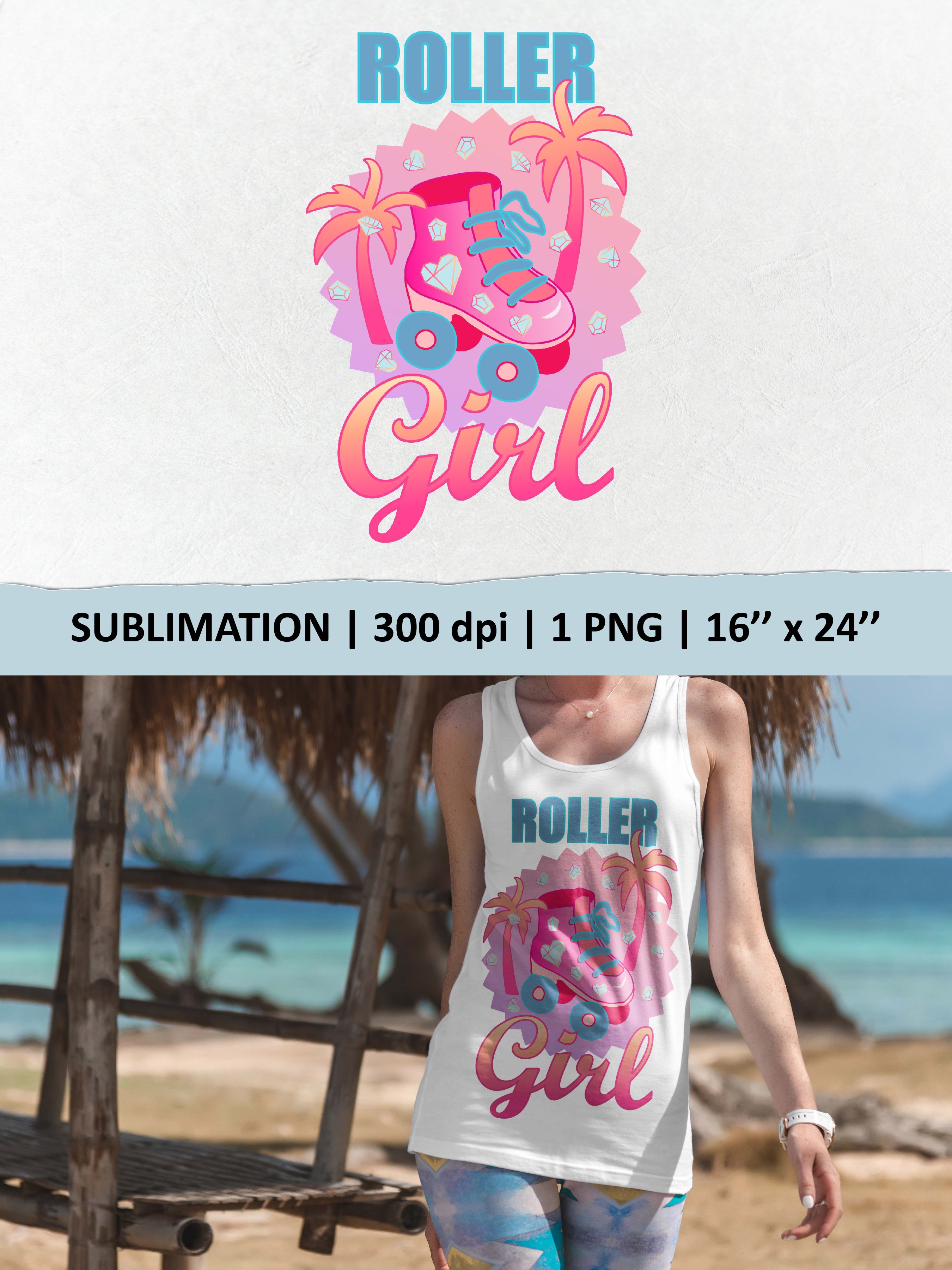 Roller Girl sublimation design. Pink aesthetics. 1 PNG file