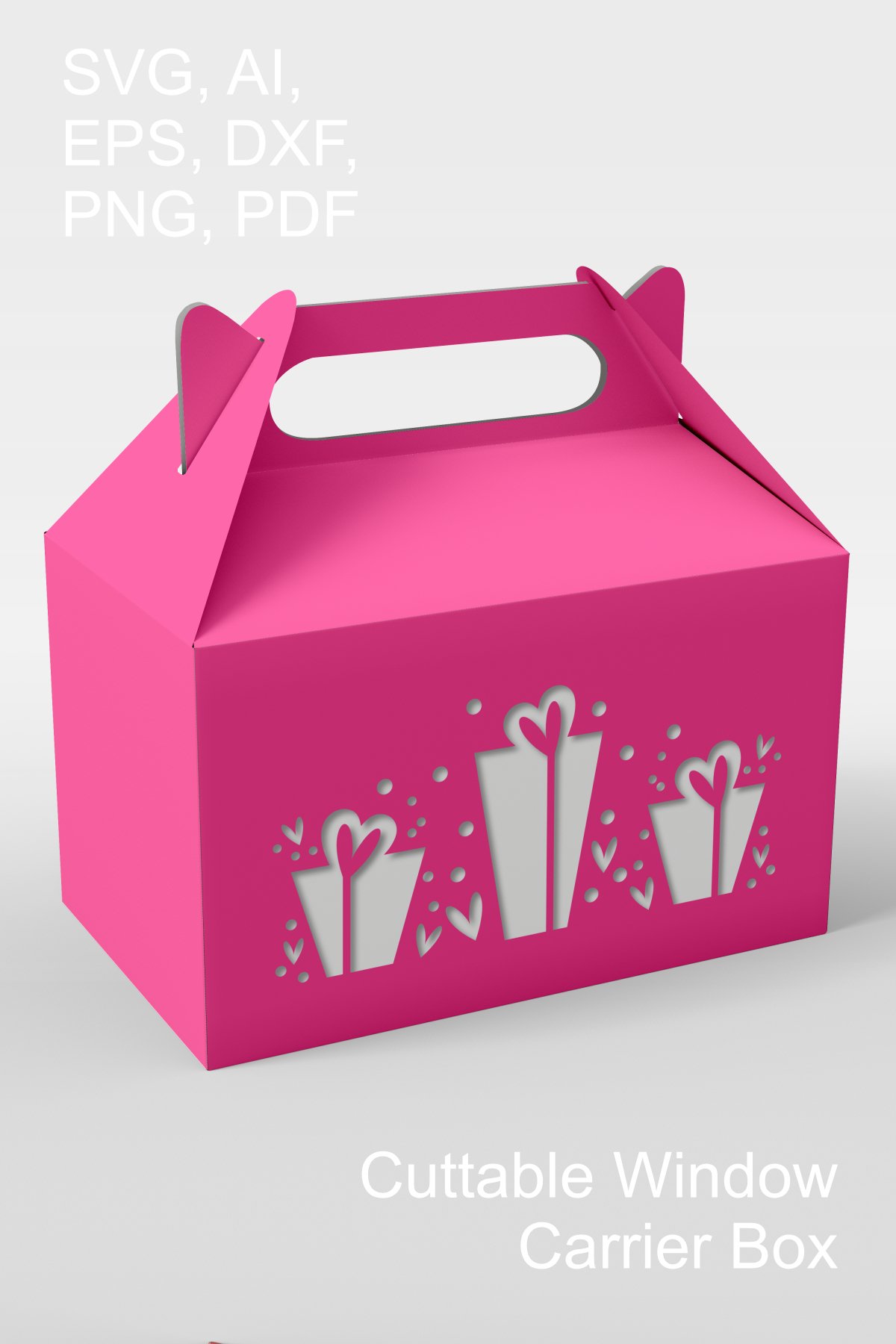 Gifts and Hearts Gable Box | Gift Box Template SVG