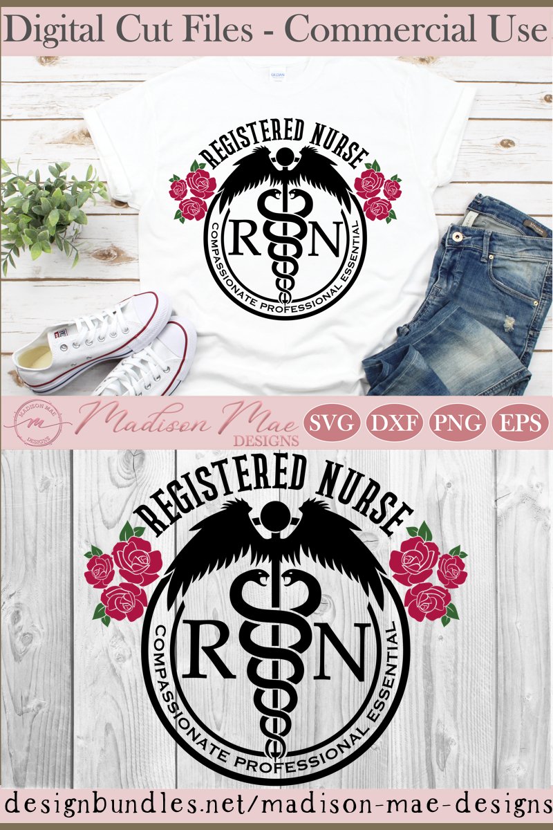Registered Nurse Symbol Floral SVG
