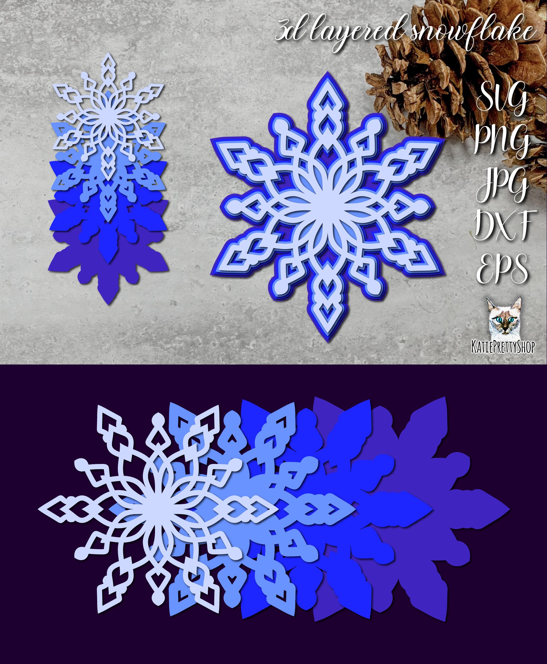 Simple Snowflake paper cut. 3d layered snowflake (2085496)