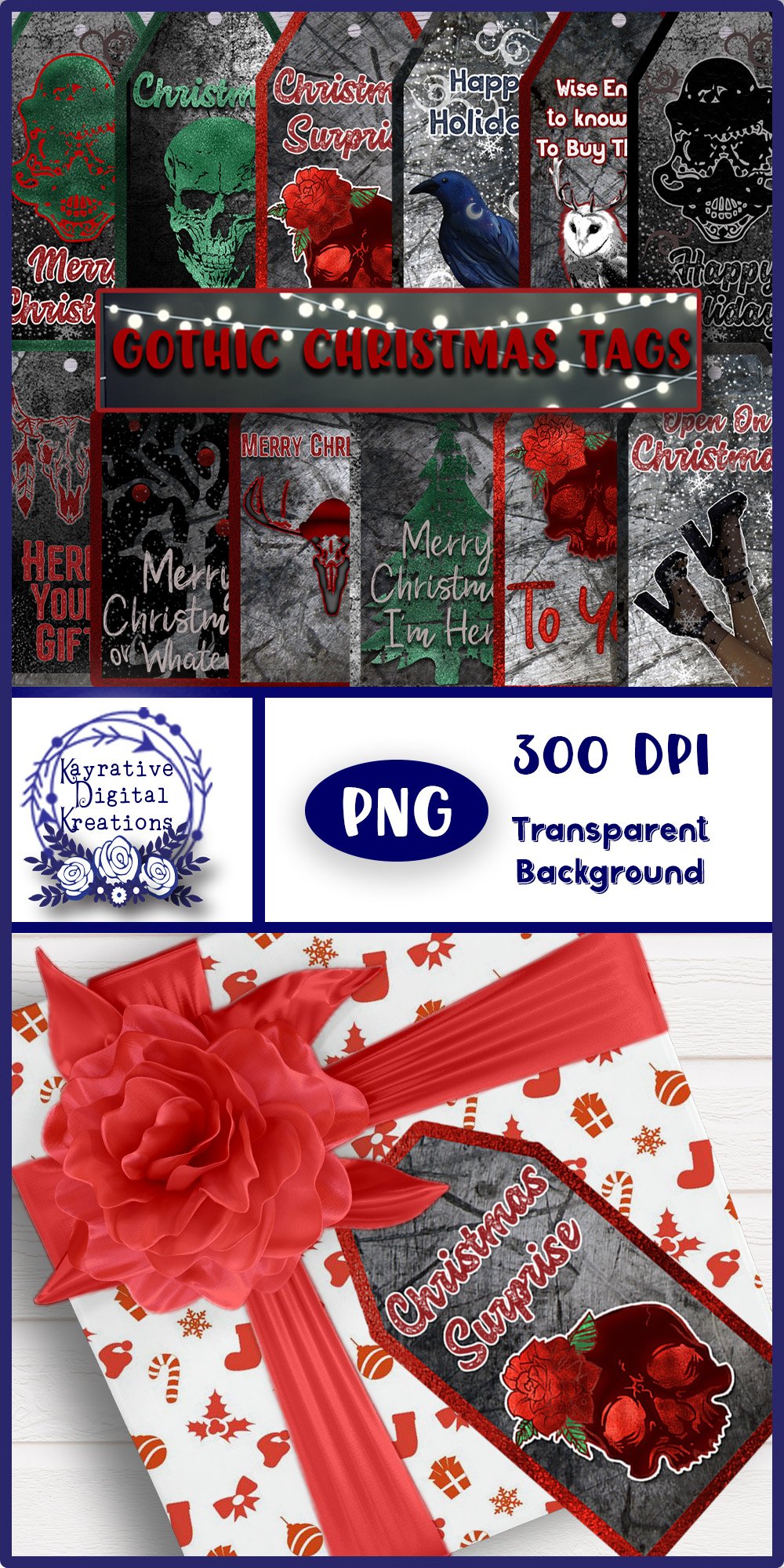 Gothic Christmas Gift Tags