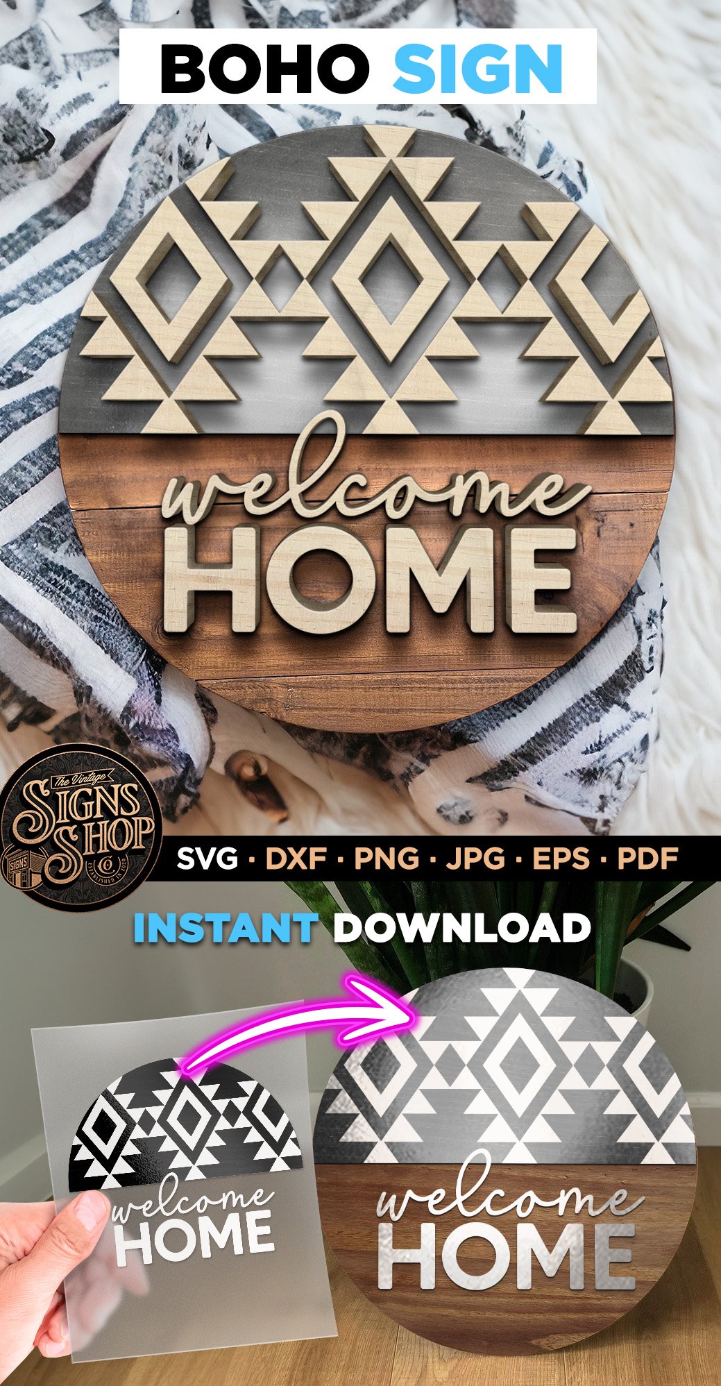 Boho and Farmhouse SVG Round Signs