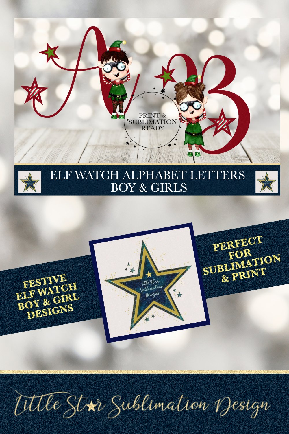 Elf Watch Boy and Girl Full A- Z Alphabet Letters Christmas